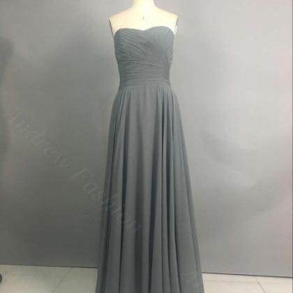 Long Chiffon Grey Prom Dresses Sweetheart Neck Mini Party Dresses ...