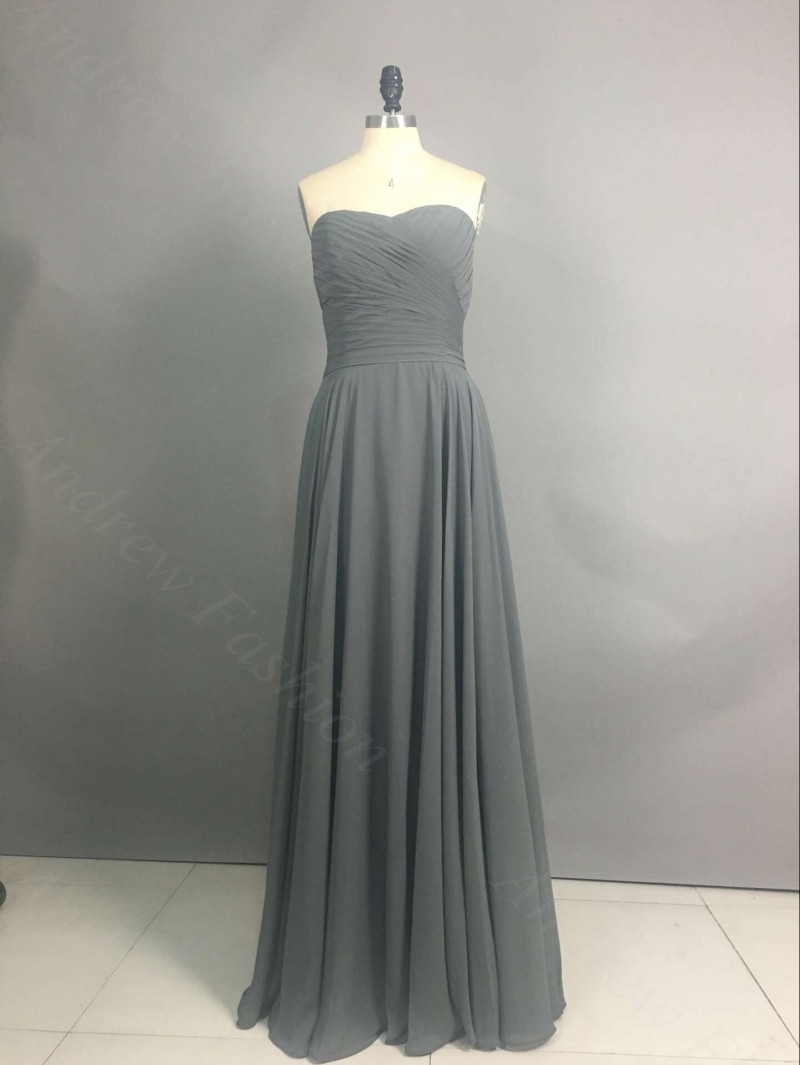 Long Chiffon Grey Prom Dresses Sweetheart Neck Mini Party Dresses ...
