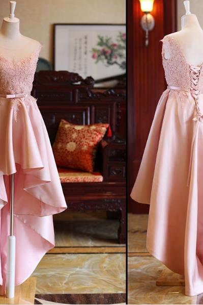 Fashion A Line Off Shoulder Pink Satin Long Prom Evening Dress With